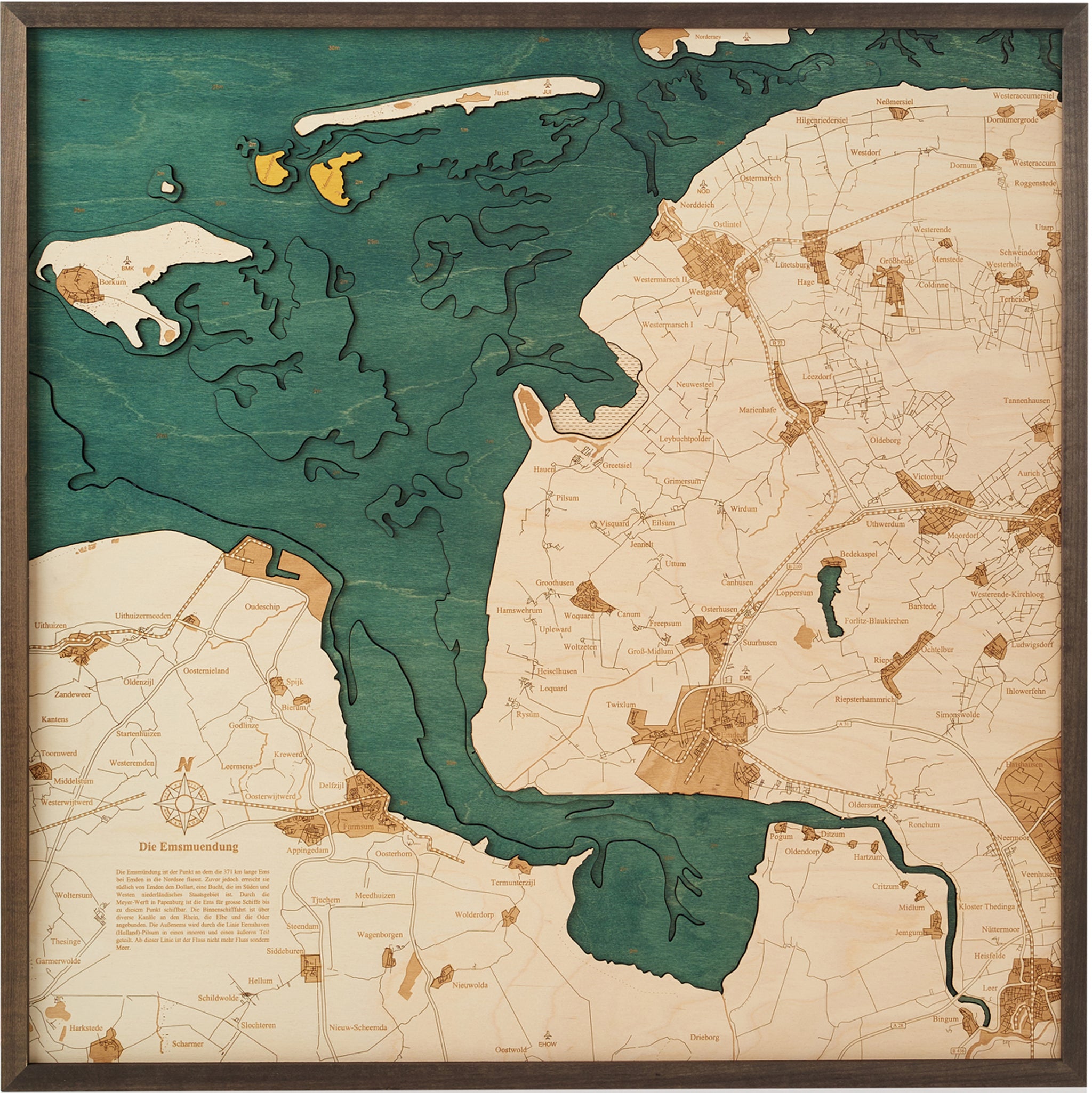 EMS ESTUARY 3D WOODEN WALL MAP - Version L