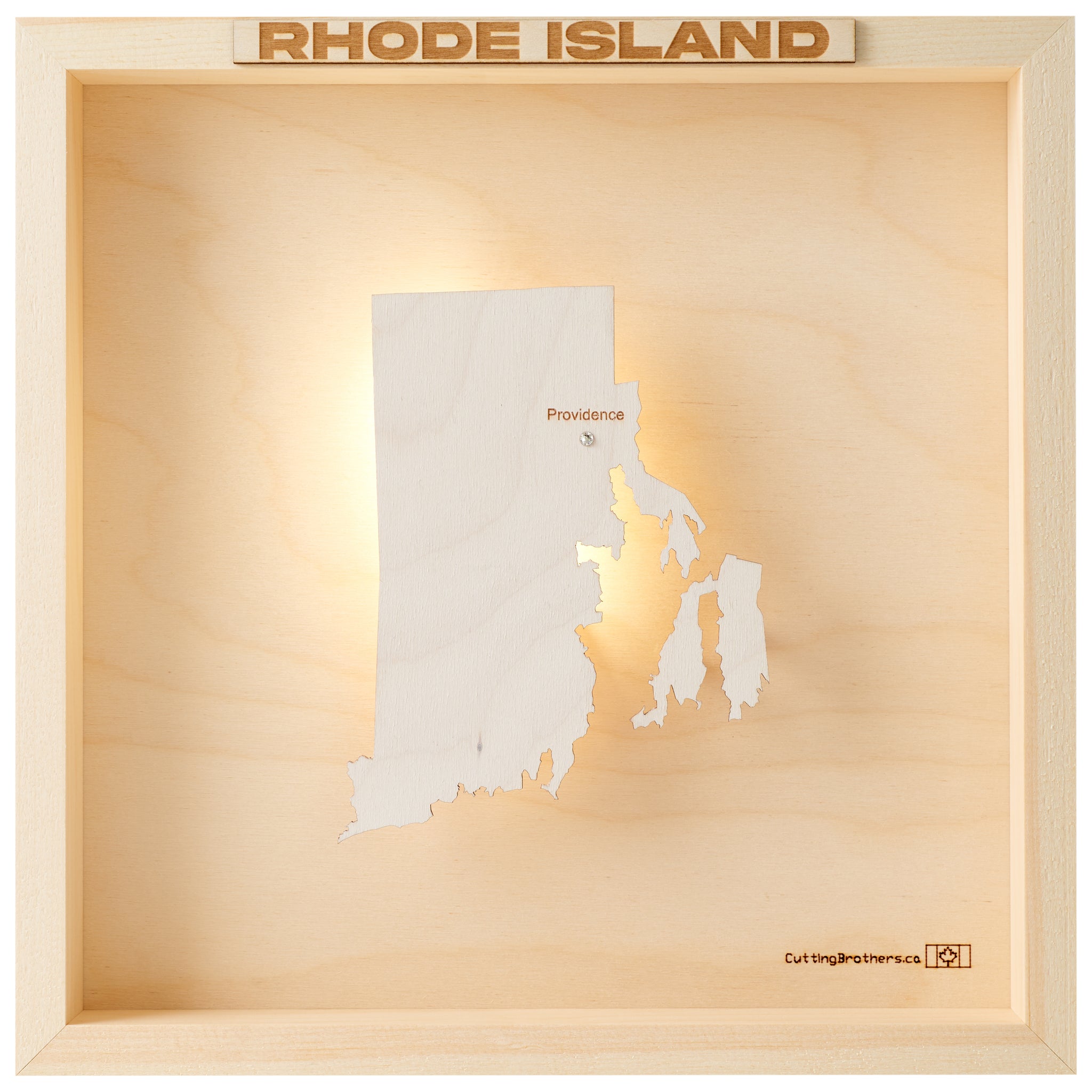 RHODE ISLAND 3D WOODEN WALL MAP - Version S