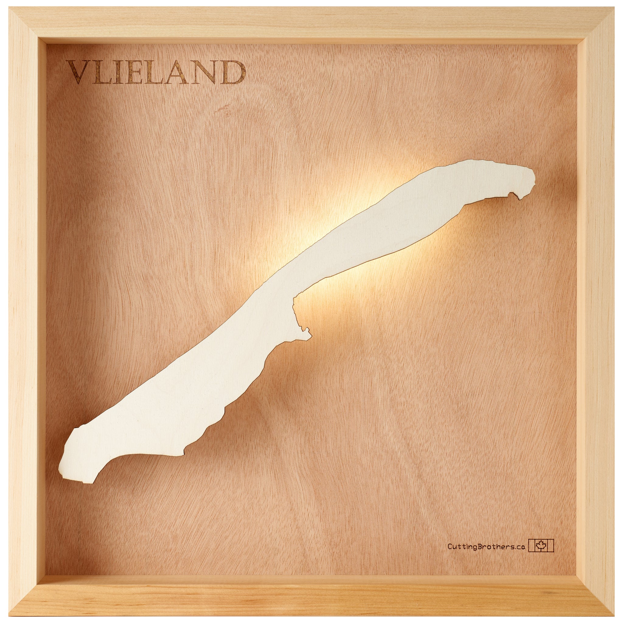 VLIELAND LIGHT WOODEN WALL MAP - Version S